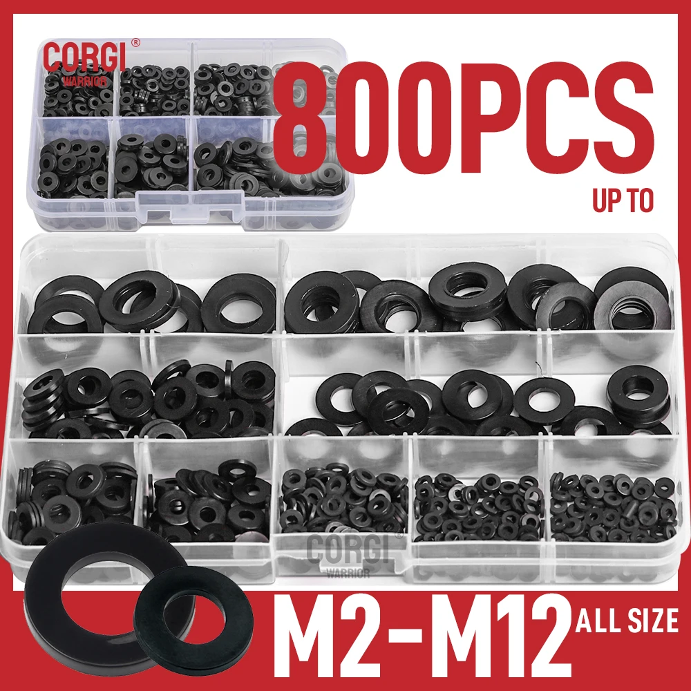 Up-To-800-Round-Pieces-Nylon-Washers-White-Black-Flat-Gasket-Ring ...