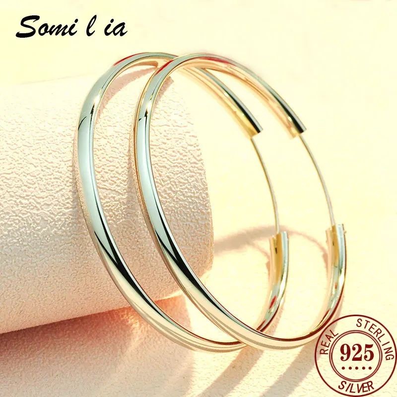 Somila-Fashion-S925-Earrings-3-7CM-Diameter-Big-Hoop-Earrings-For-Women-Platinum-Plated-Ear ...
