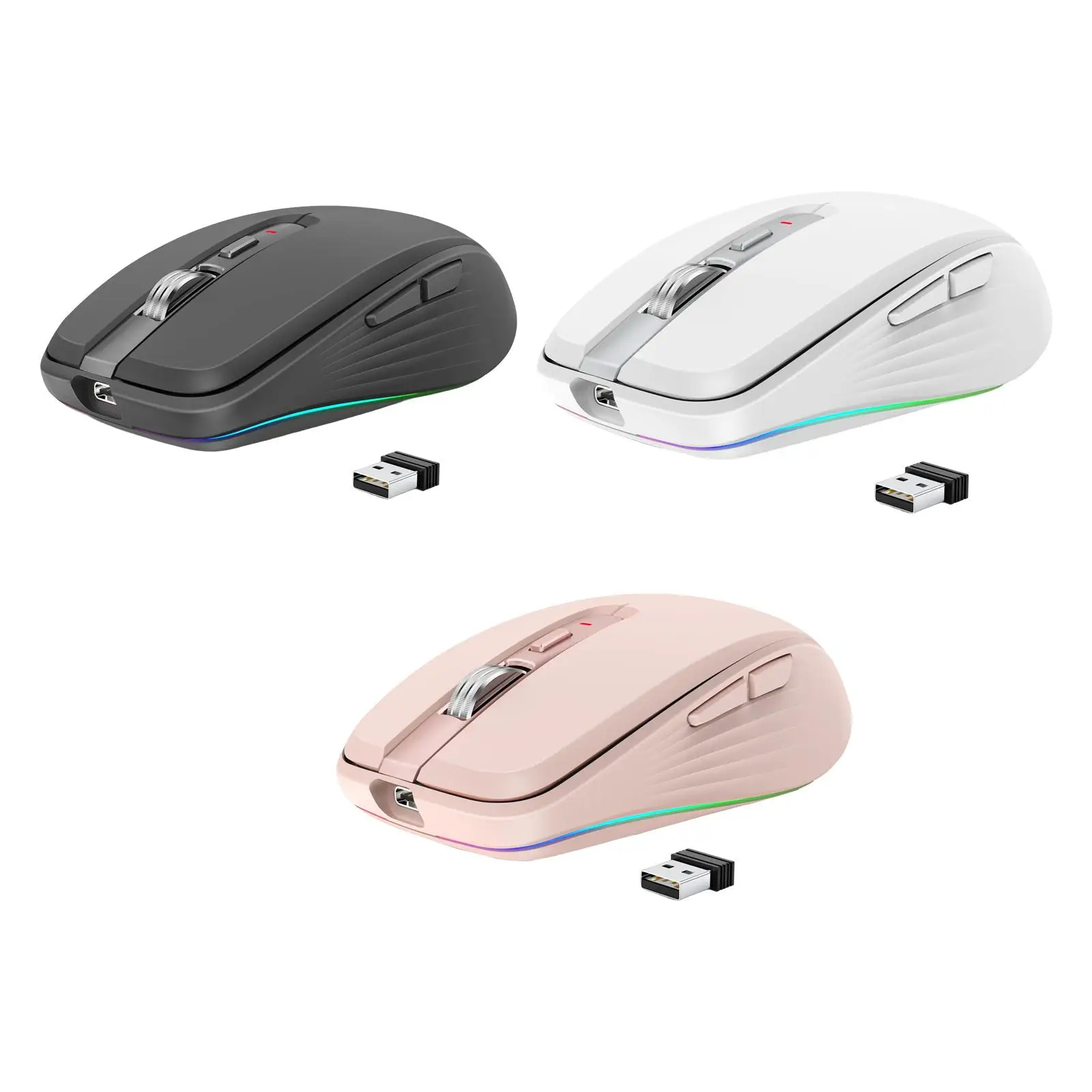 Portable-Slim-Mini-Mouse-4-Adjustable-DPI-RGB-Light-Cordless-Silent ...