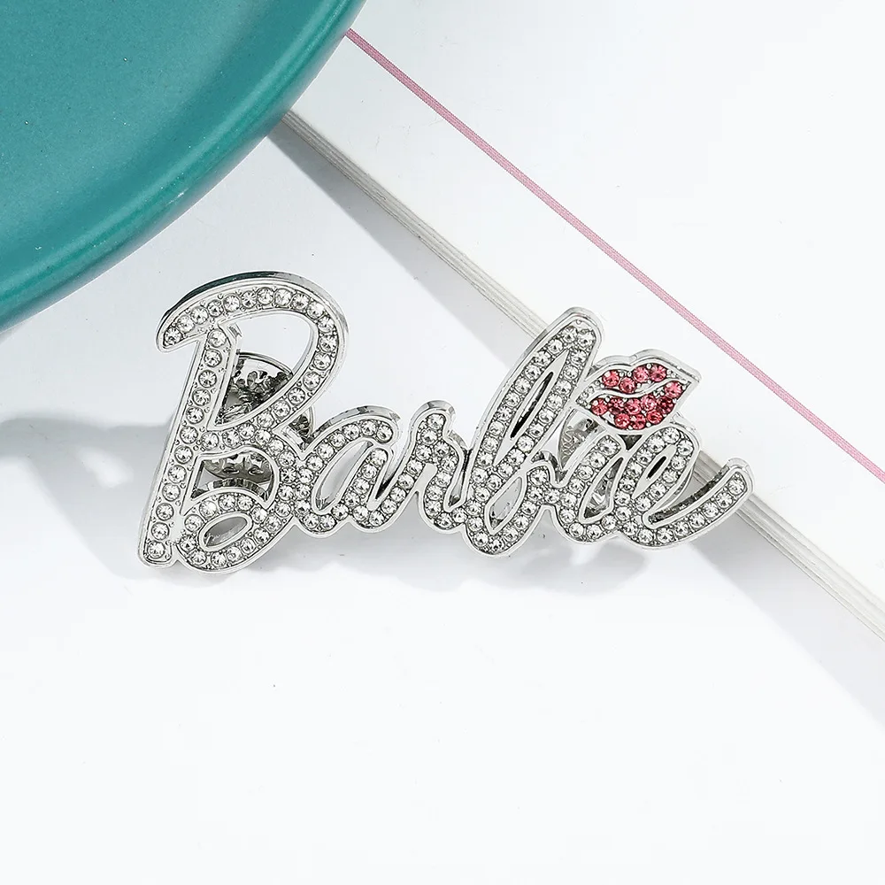 Barbie-Fashion-Letter-Brooch-Kawaii-All-match-Crystal-Diamonds-Metal ...