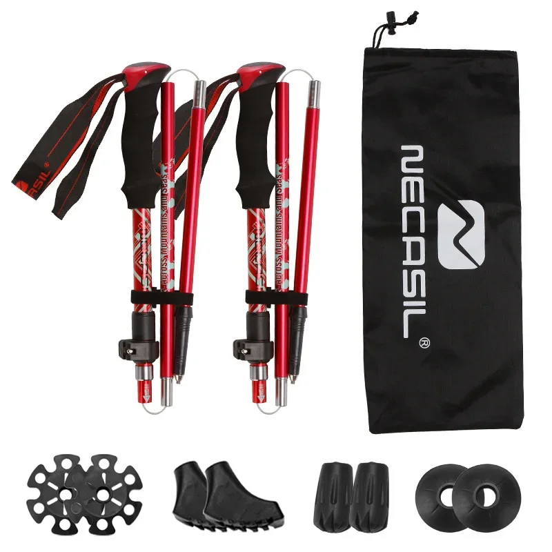 2PCS Ultralight Foldable Trekking Poles Sets Telescopic Nordic Walking ...