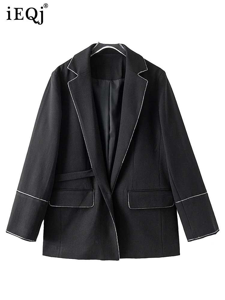 IEQJ-Fashion-Lace-Up-Design-Blazer-For-Women-V-neck-Long-Sleeve ...