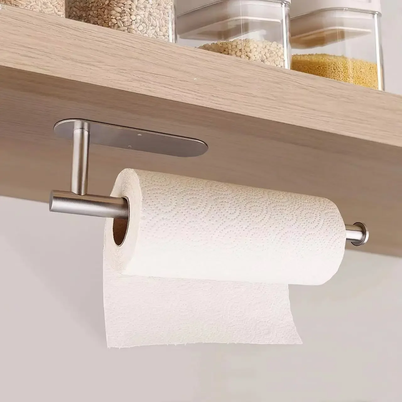 Stainless-Steel-Paper-Towel-Rack-Wall-Mounted-Non-Punching-Kitchen-Roll ...