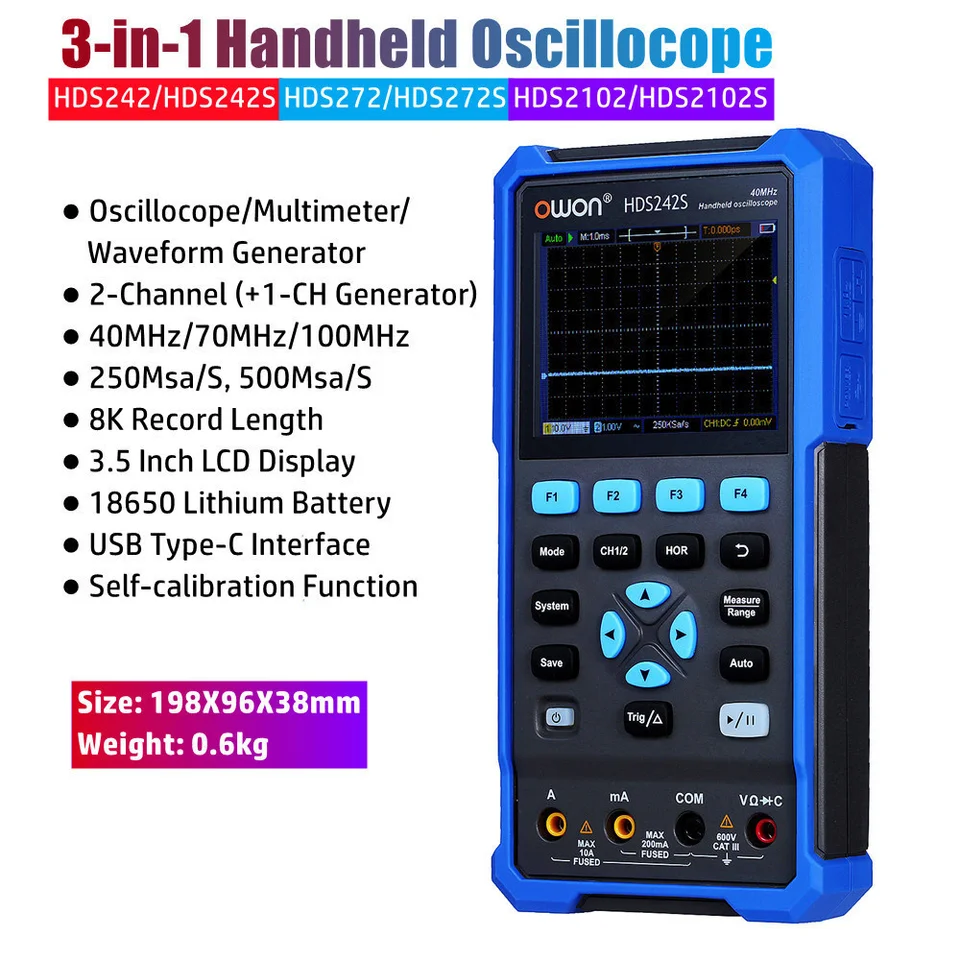 OWON HDS2202S In Handheld Digital Oscilloscope Multimeter, 57% OFF