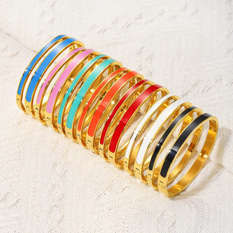 G-D-Luxury-Colorful-Orange-Enamel-Bangles-Bracelets-for-Women-Party ...