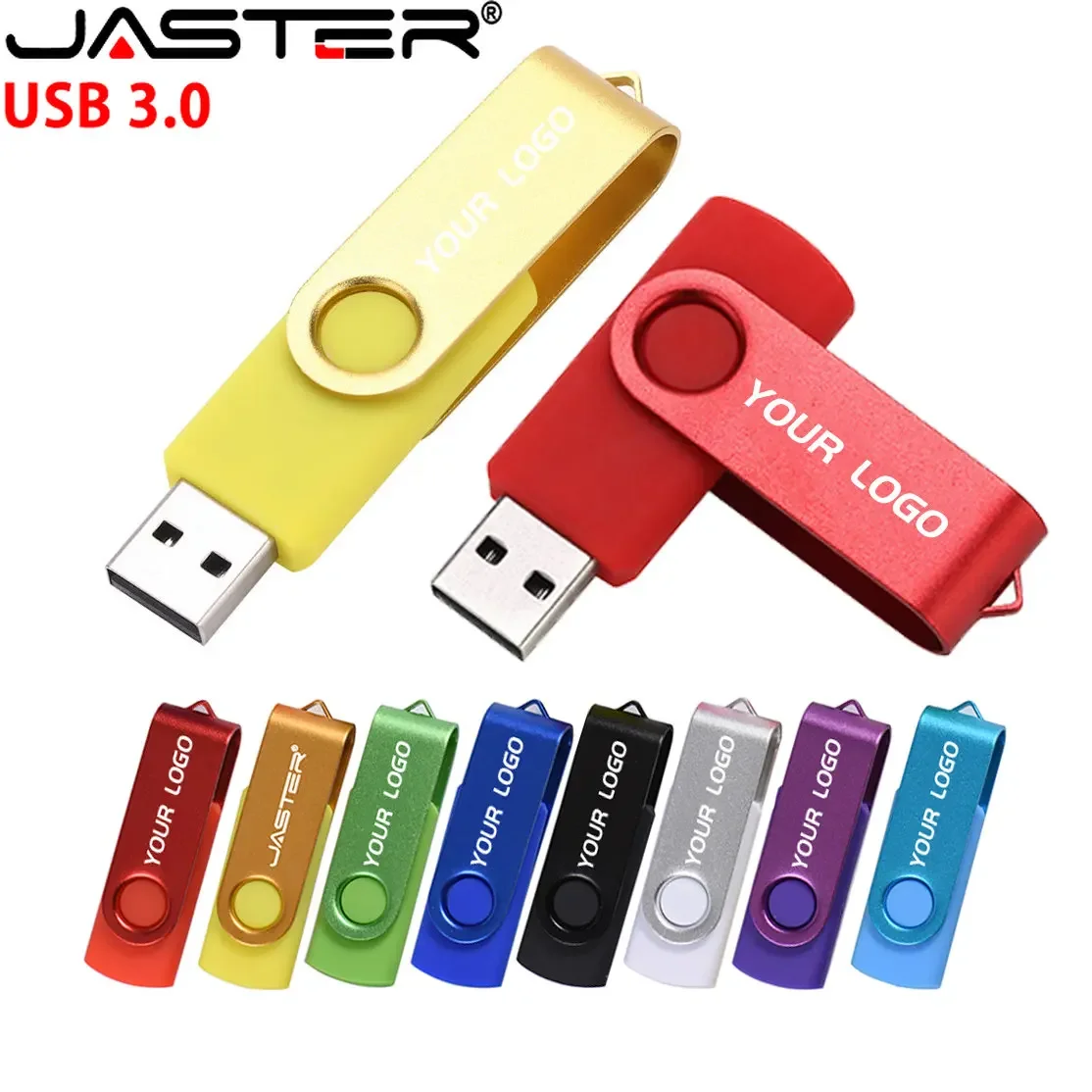JASTER Free Custom Logo USB 3.0 Flash Drive 128GB Rotatable High Speed ...