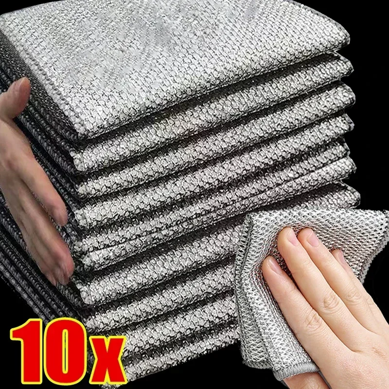 Stahldraht-geflecht-Reinigungs-t-cher-kratz-feste-Antihaft-l-Doppels ...