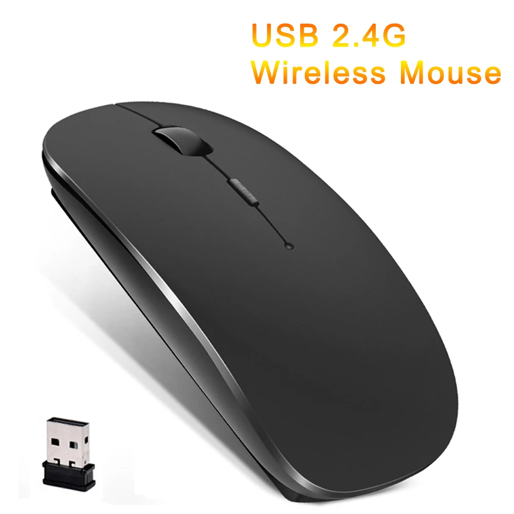 Slim Wireless Mouse 2.4GHz Optical Mice 1600DPI Gamer Office Quiet ...