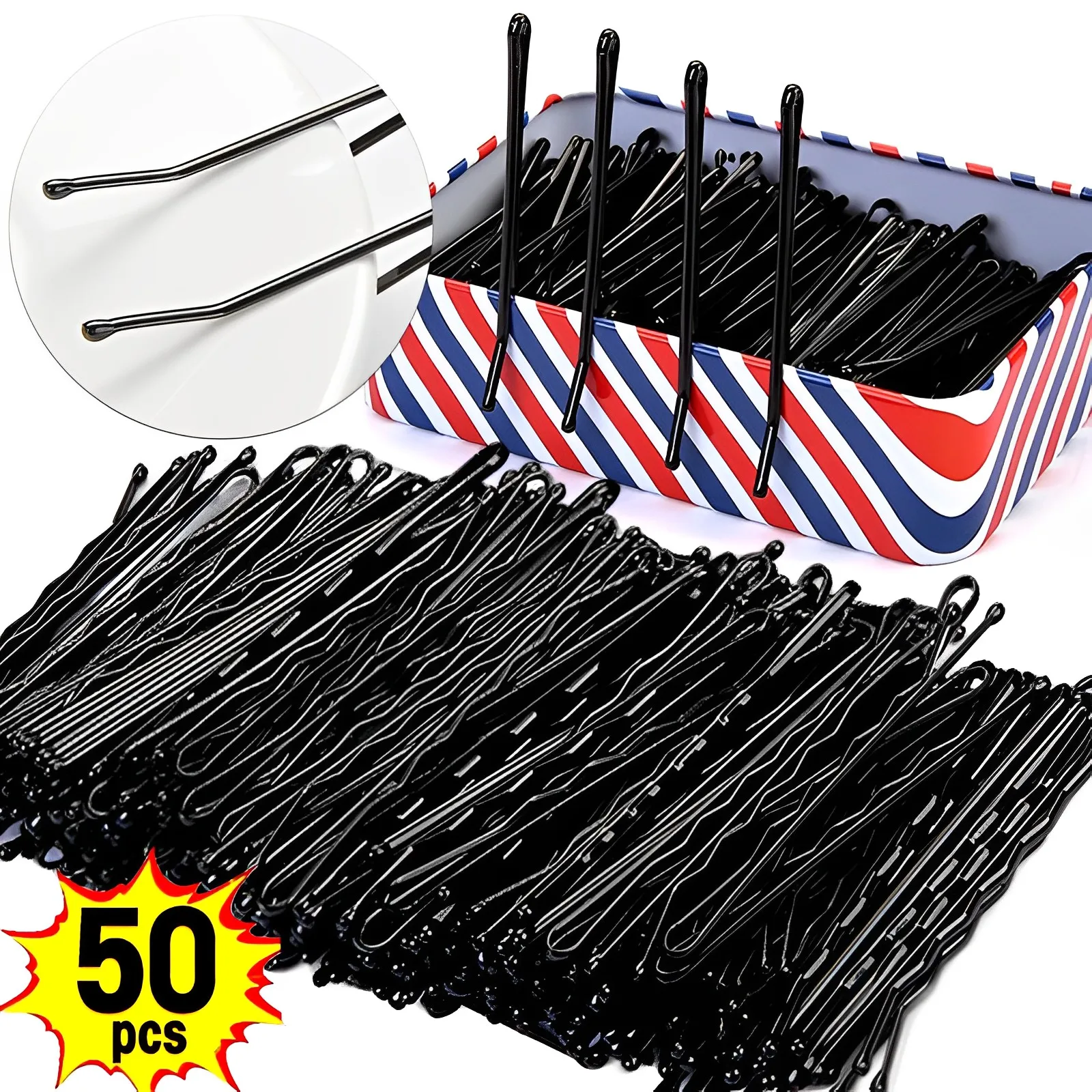 50Pcs/Set Black Hairpins For Women Hair Clip Lady Bobby Pins Invisible ...