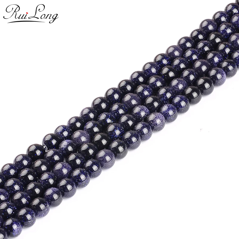 2-3-4-6-8-10-12-14mm-Natural-Smooth-Blue-Sandstone-Bead-Goldstone ...