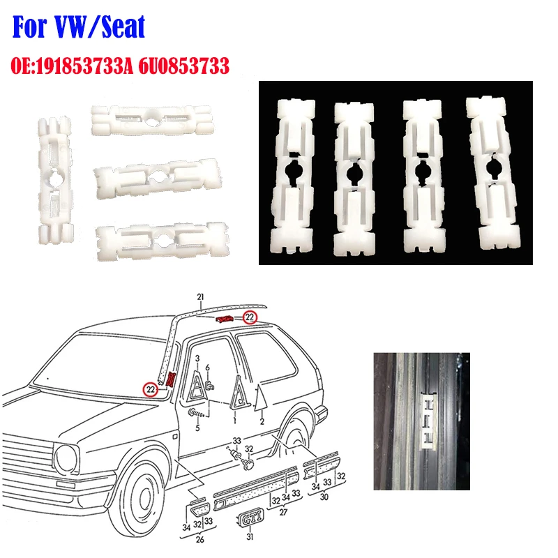 30X Roof Rail Bar Cutter Clips Moulding 191853733A 6U0853733 For VW ...