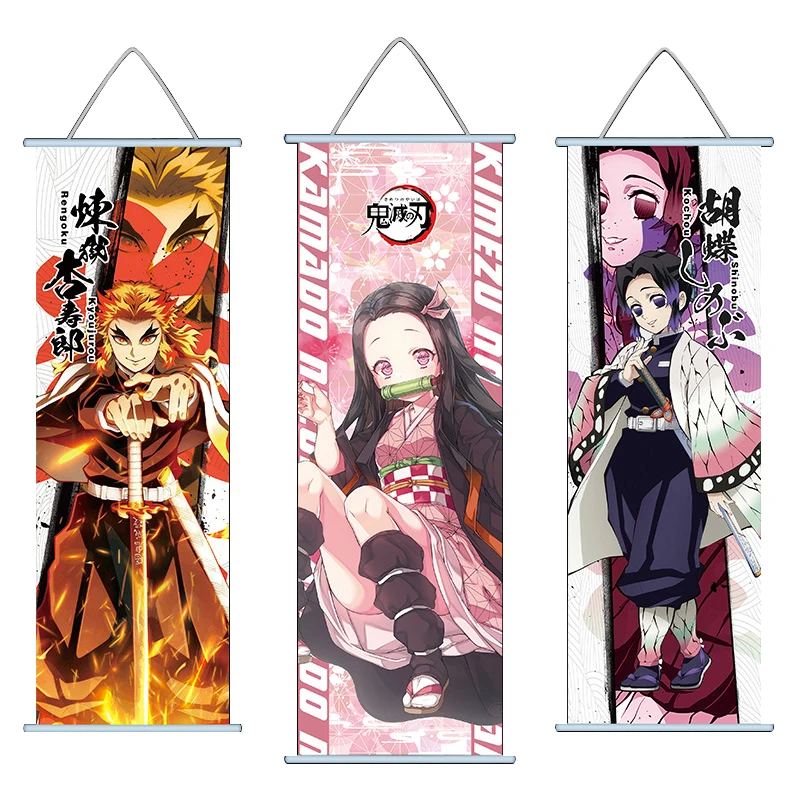 Demon Slayer Kanroji Mitsuri and Kochou Shinobu Scroll Canvas Wall Hanging