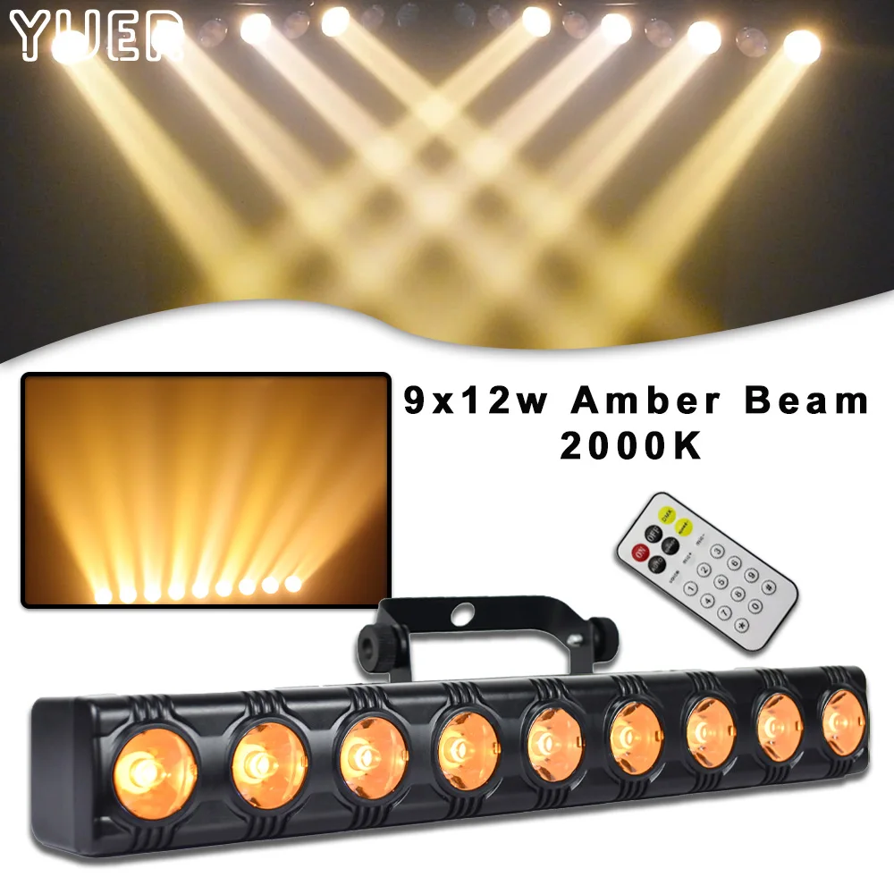YUER-9x12W-LED-Amber-COB-Gold-Beam-Effect-Bar-Light-Remote-Control ...
