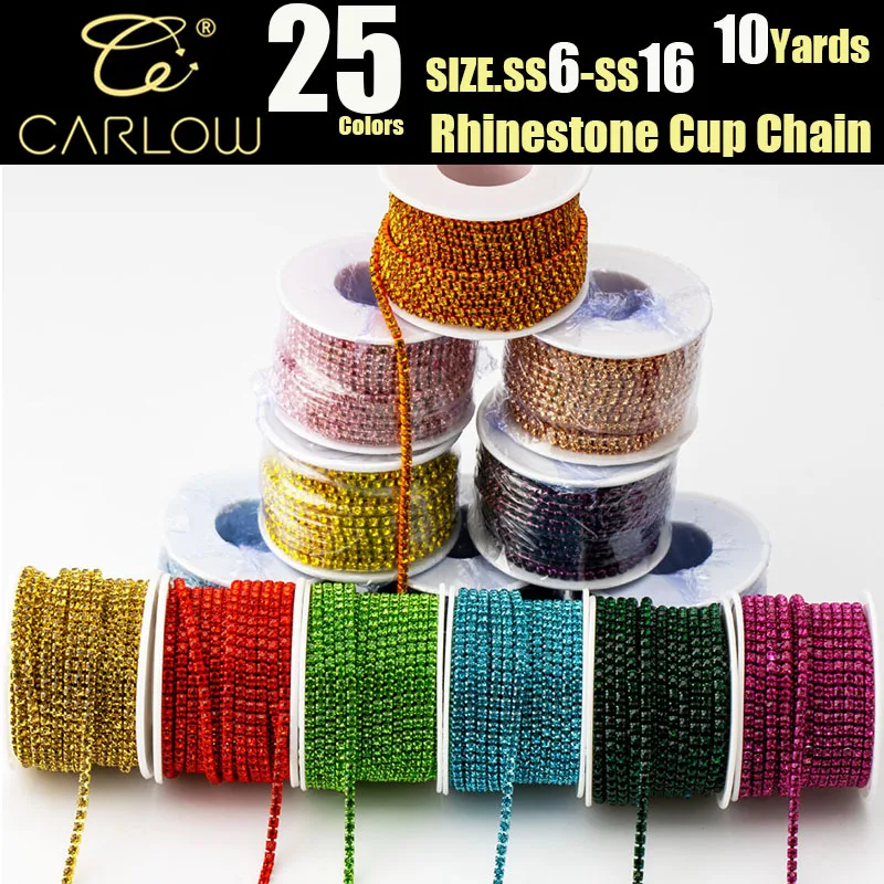 CARLOW-10Yards-Roll-SS6-SS16-Multicolor-Rhinestone-Chain-Sew-On ...