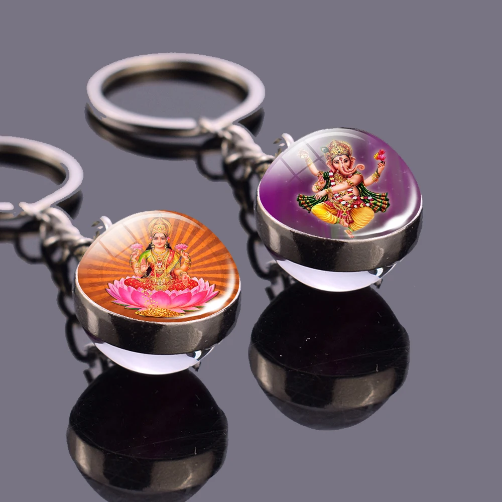 Hinduism-Keychains-Glass-Ball-Pendant-Ganesha-Lakshmi-Shiva-Goddess-of ...