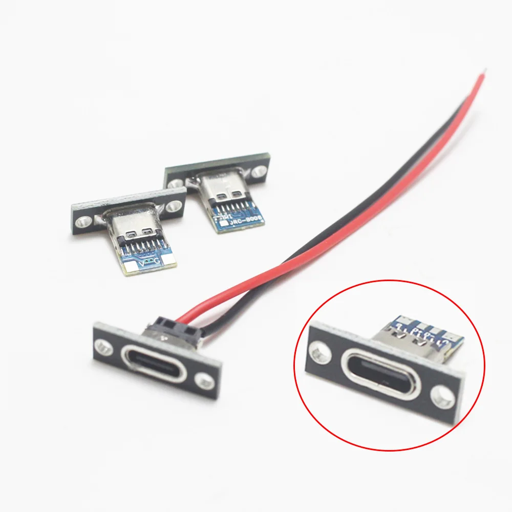 USB-Jack-Type-C-2Pin-2P-4P-Waterproof-Strip-Line-Of-Solder-Joint-Female ...