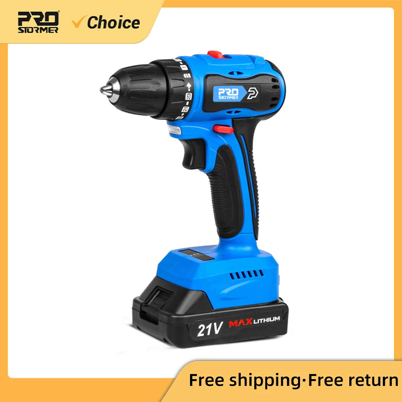 21V Brushless Electric Drill 40NM Cordless Driller Driver Screwdriver ...