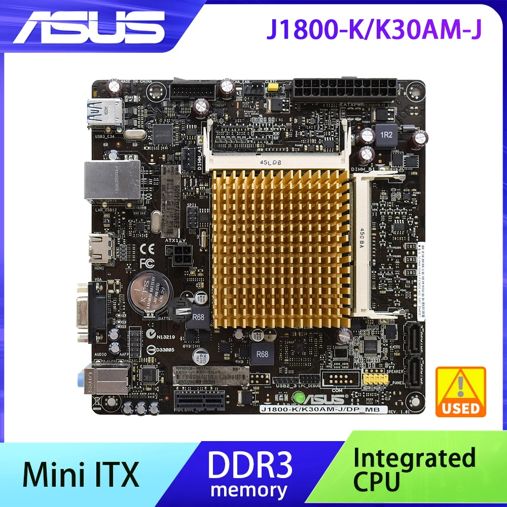 Mini ITX ASUS J1800-K/K30AM-J/DP Motherboard DDR3 Motherboard Integrated J1800 dual-core CPU HDMI