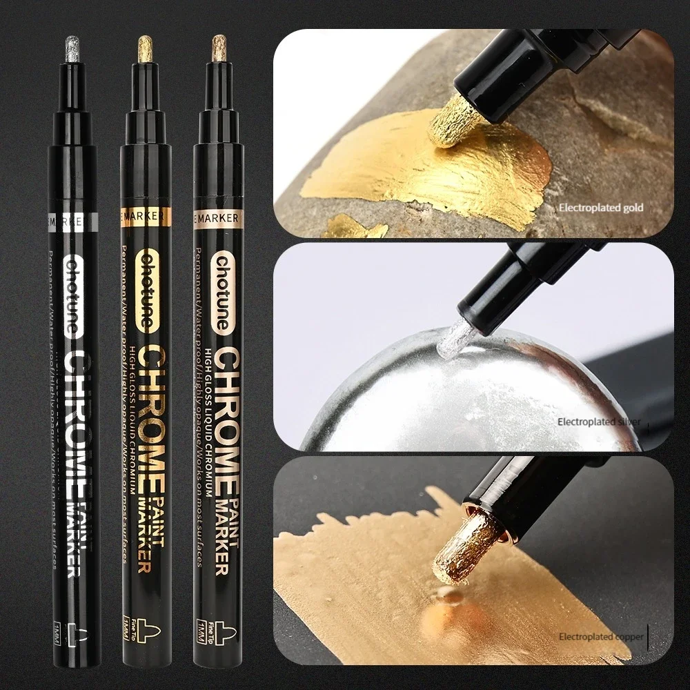 Chrome-Mirror-Marker-Pen-DIY-Reflective-Liquid-Paint-Pens-Silver-Gold ...