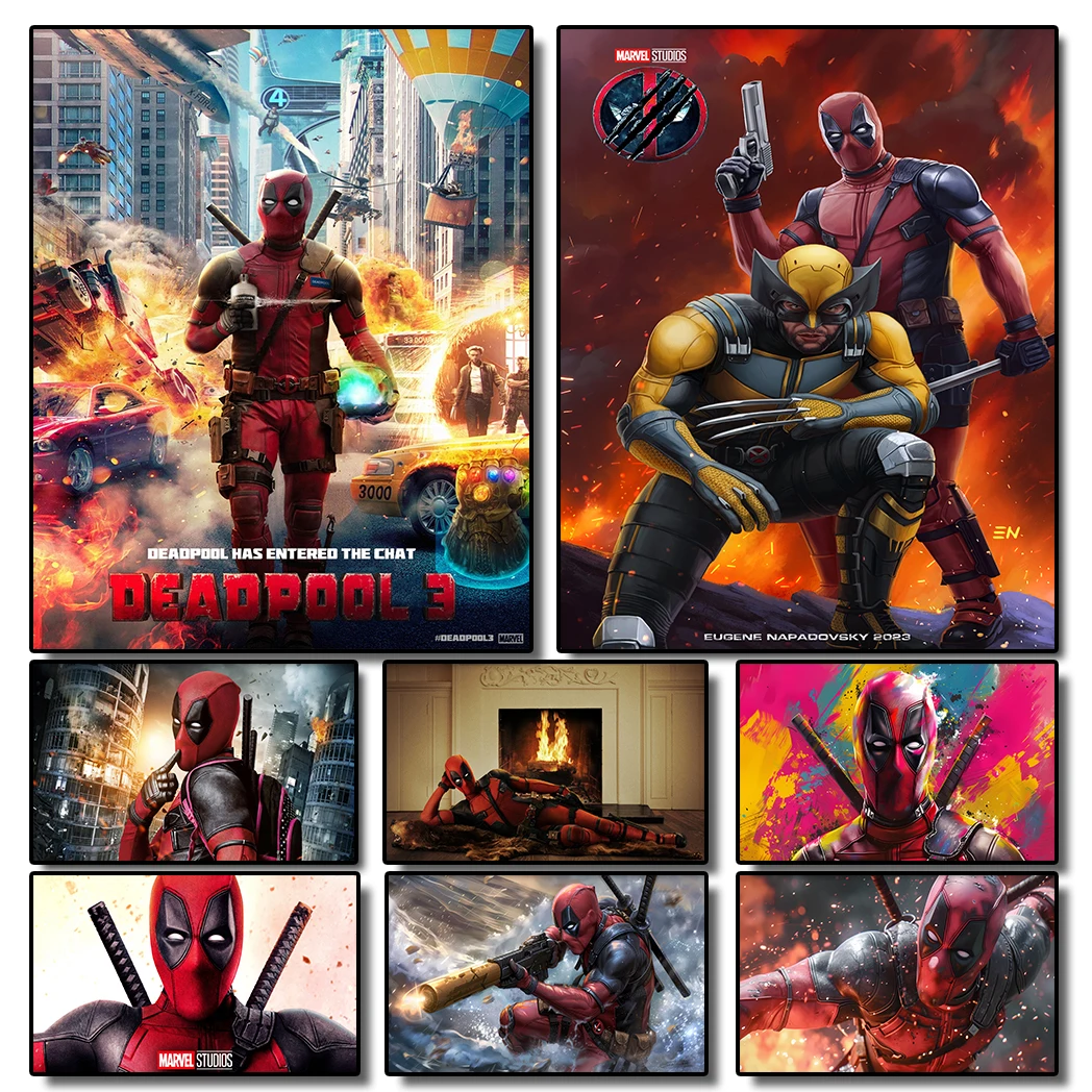 MINISO-Marvel-Superhero-Wall-Art-Poster-Deadpool-Wolverine-HD-Canvas ...