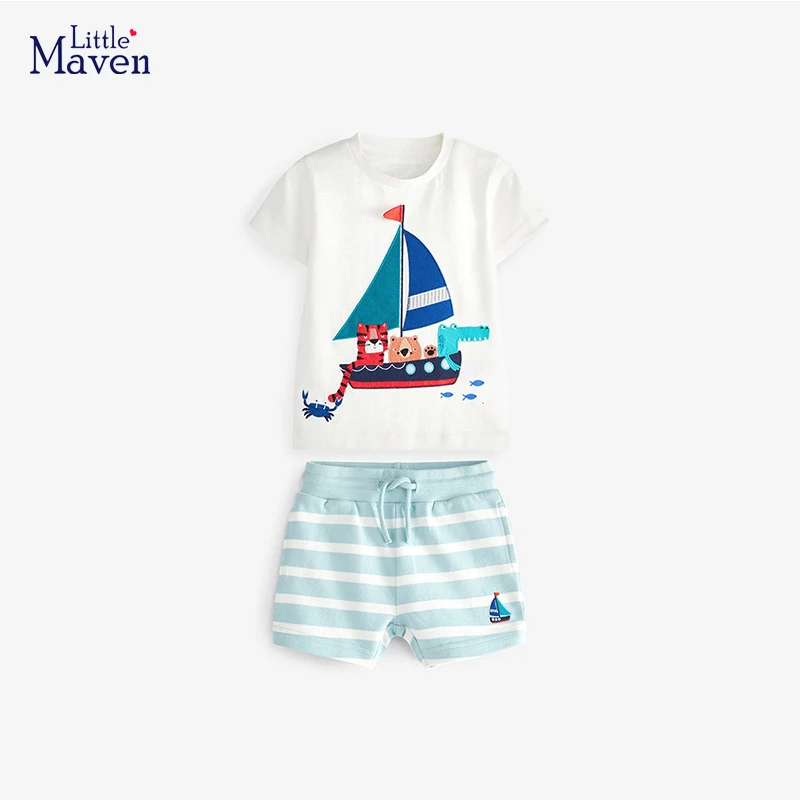 Little-maven-2024-New-Shirt-Shorts-Outfit-Sailing-Boat-Summer-Costume ...