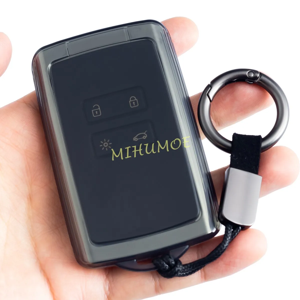 Black-Transparent-Car-Key-Fob-Case-Cover-Keychain-Holder-Accessories ...