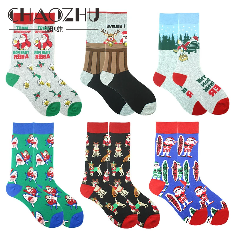 CHAOZHU-Merry-Christmas-Men-s-Socks-Long-Funny-Happy-Creative-Cartoon ...