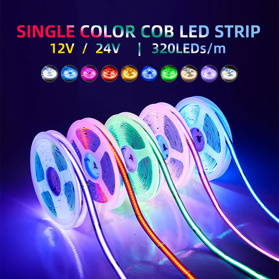5-10m-Super-Bright-FOB-Single-Color-COB-LED-Strip-Light-Flexible-8MM ...