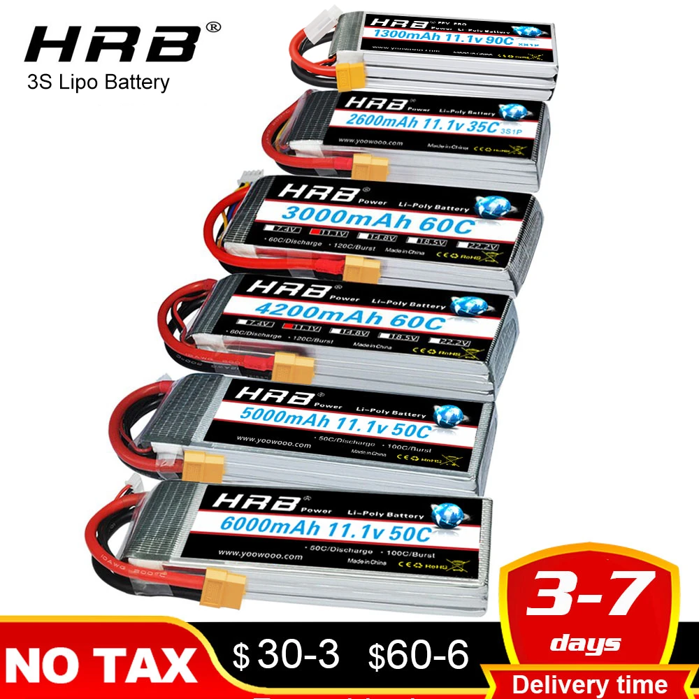 Hrb 3S 11.1V Rc Lipo Batterij 1300Mah 1500Mah 2200Mah 4000Mah 5000Mah 6000Mah rc Batterij Met ...