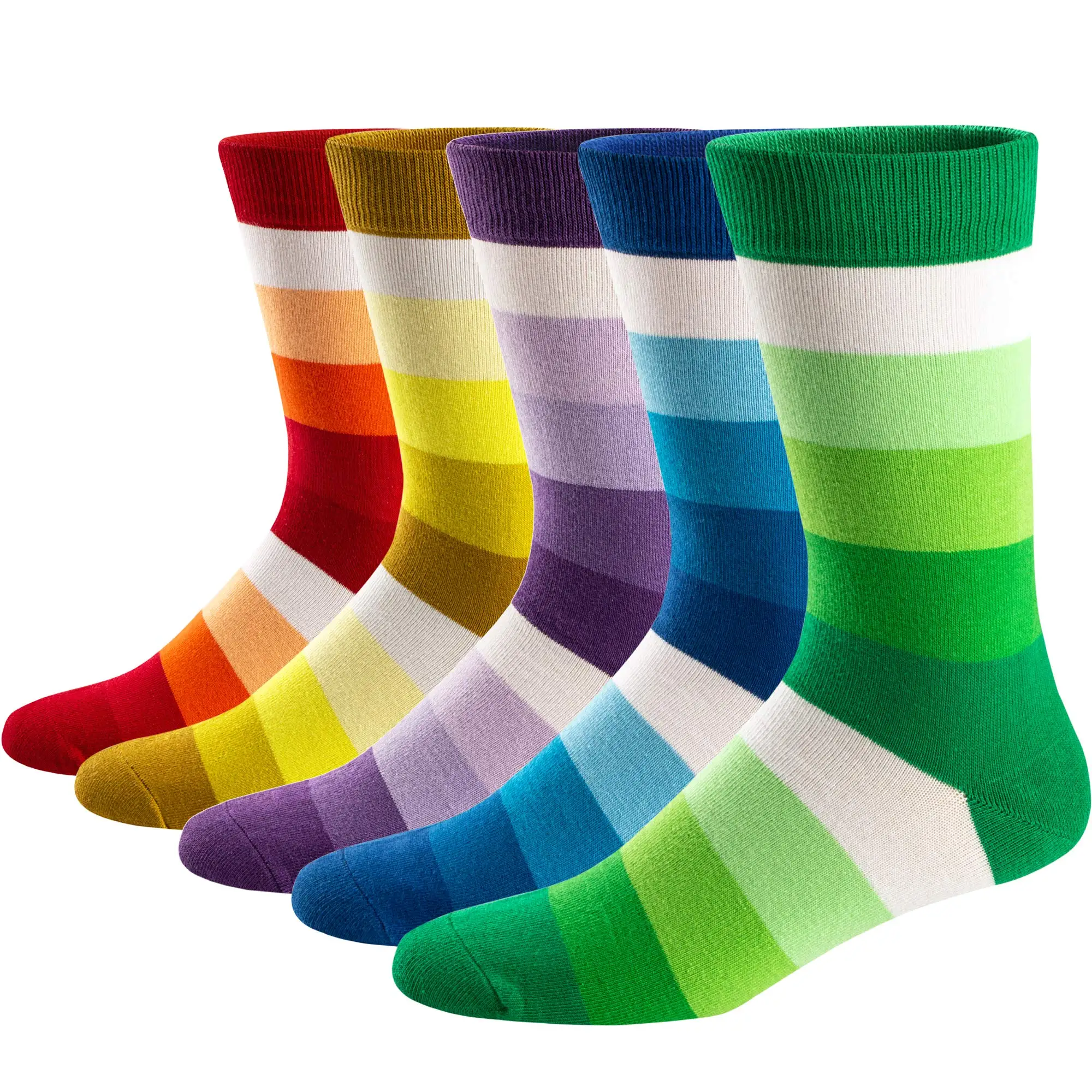 5Pairs-Mens-Fun-Dress-Socks-Pattern-Funny-Socks-Pack-Colorful-Striped ...