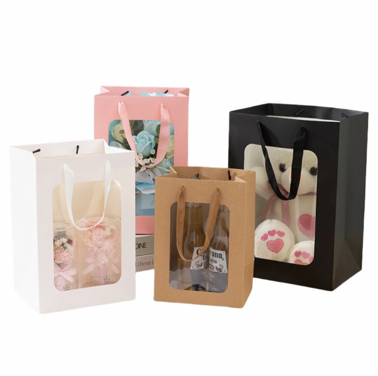 10PCS-Transparent-Window-Gift-Bags-For-Wedding-Birthday-Home-Party ...