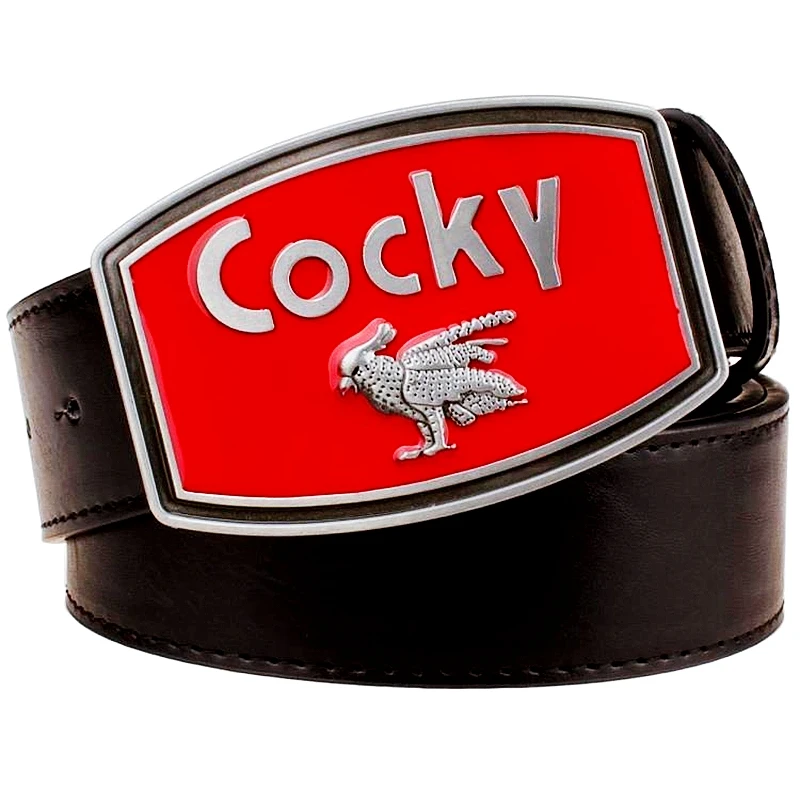Fancy Gift Cocky Cock Bird Fashion Belt Men Animal Print Metal Buckle ...