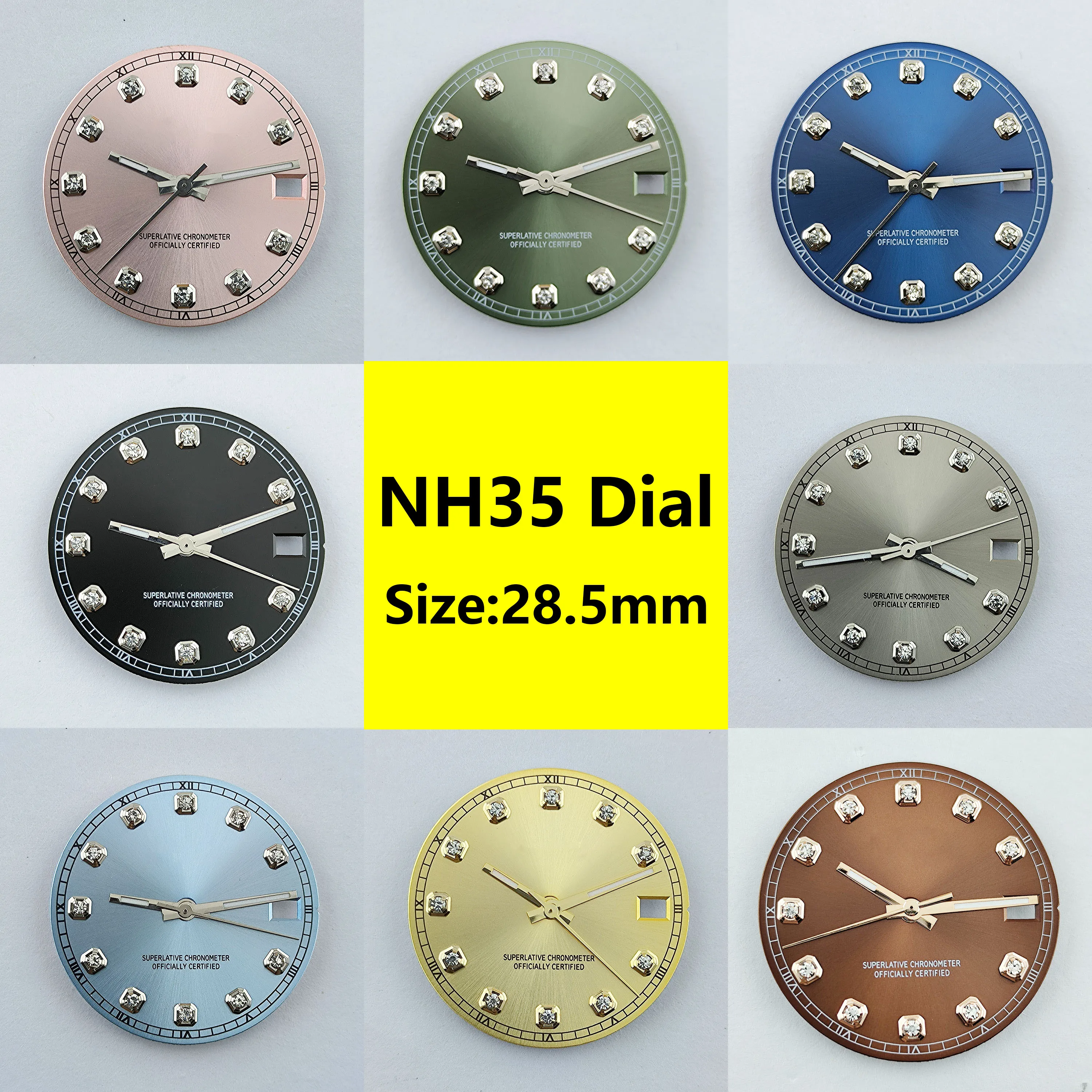 NH35-dial-Diamond-dial-Watch-dial-S-dial-green-Luminous-dial-Suitable ...