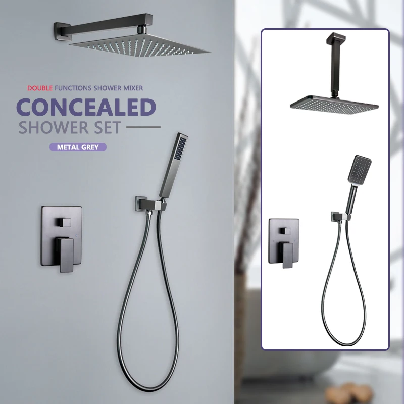 Wall-Concealed-Rain-Hand-Shower-System-Bathroom-Gunmetal-Grey-2 ...