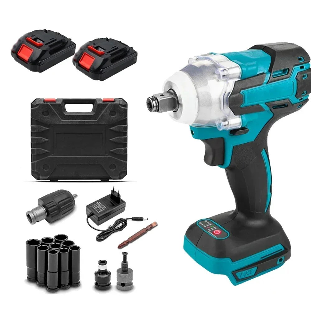 18V 2 in 1 Brushless Electric Impact Wrench 1/2Inch Household Power ...