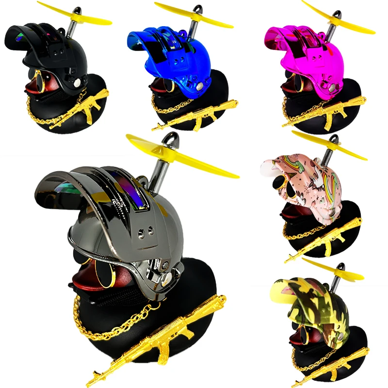 Car Duck With Helmet Propeller Rubber Duck Auto Interior Decoration Car ...