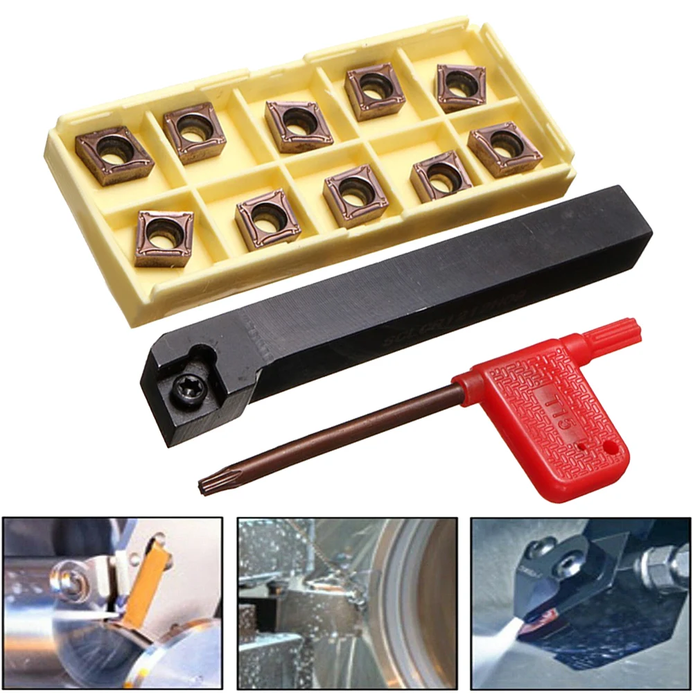10PCS-Lathe-Threading-Turning-Tool-SCLCR1212H09-Holder-Carbide ...