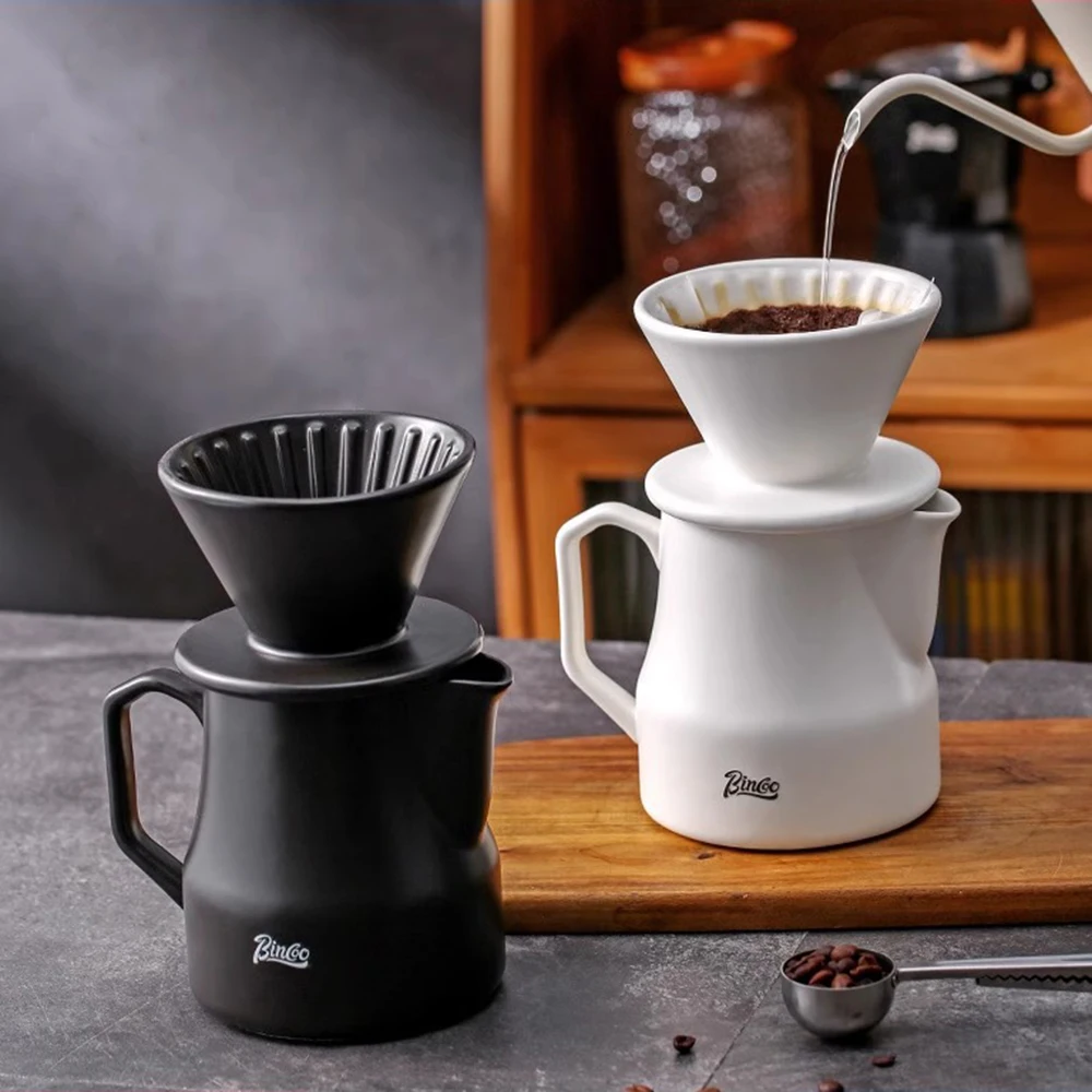 600ml Hand Brewed Coffee Pot Set Ceramic Filter Cup Sharing Coffee Pot ...