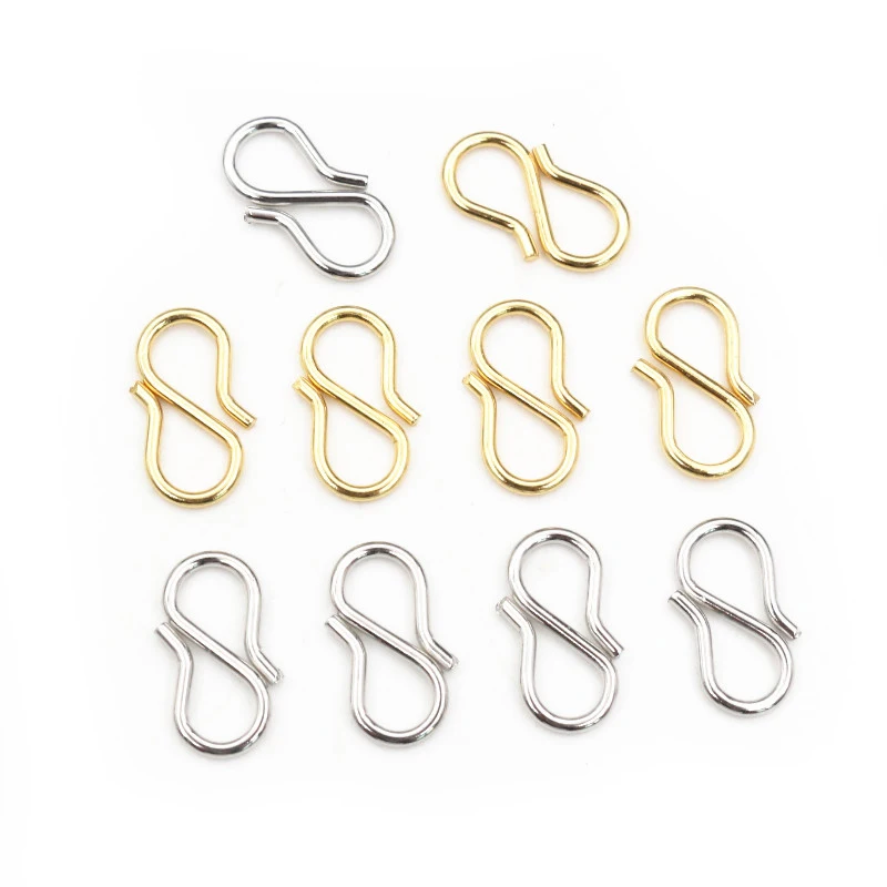50Pcs-Stainless-Steel-Gold-Color-S-Shape-End-Clasps-Hooks-Chain ...