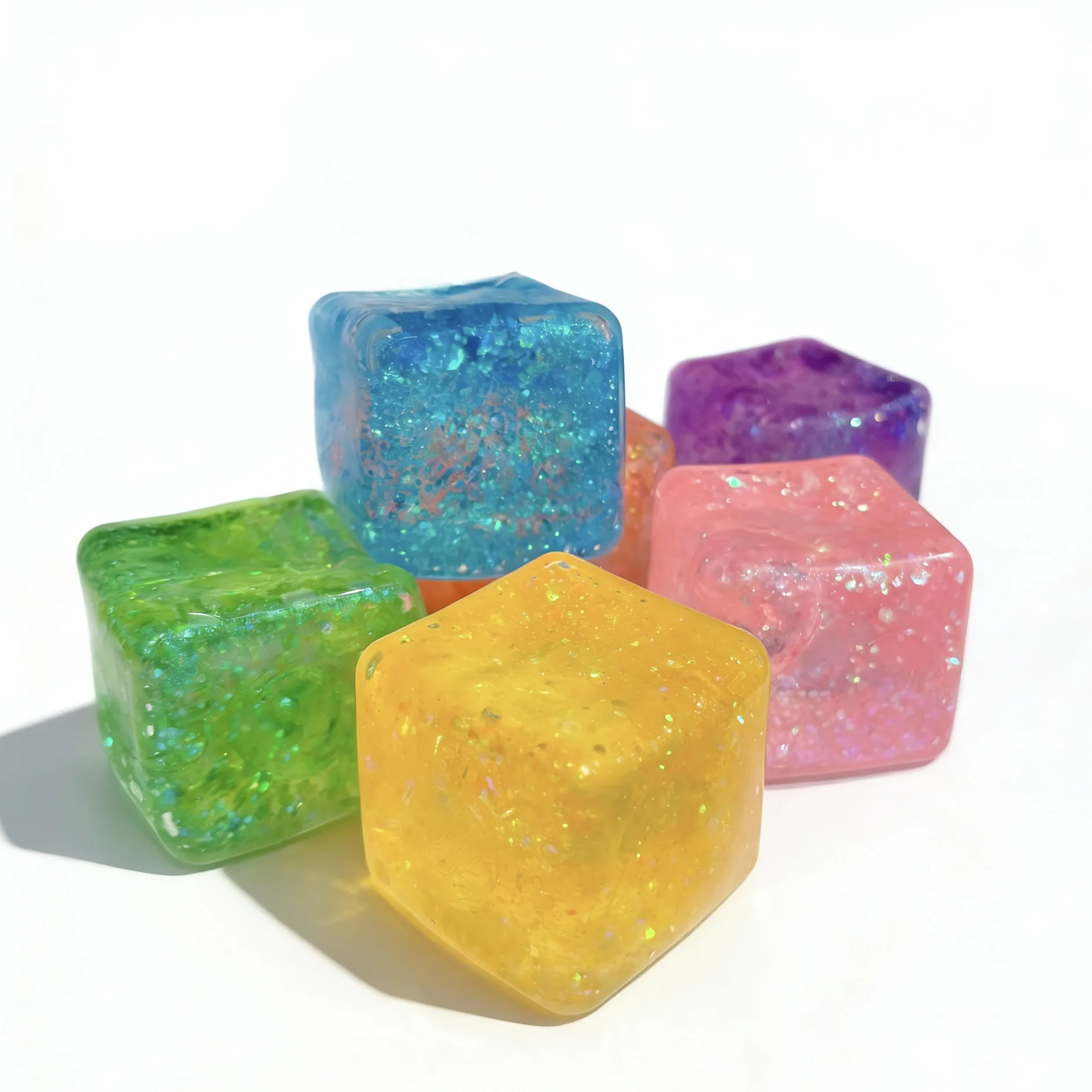 New Ice Cube Shaped Fidget Toy Square Stress Relief Ball Squishy ...