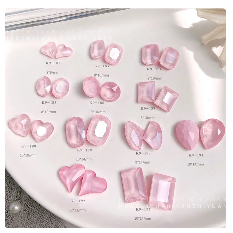 Rose-Pink-Rhinestones-Long-octagon-love-shape-3Pcs-back-Water-Drop ...