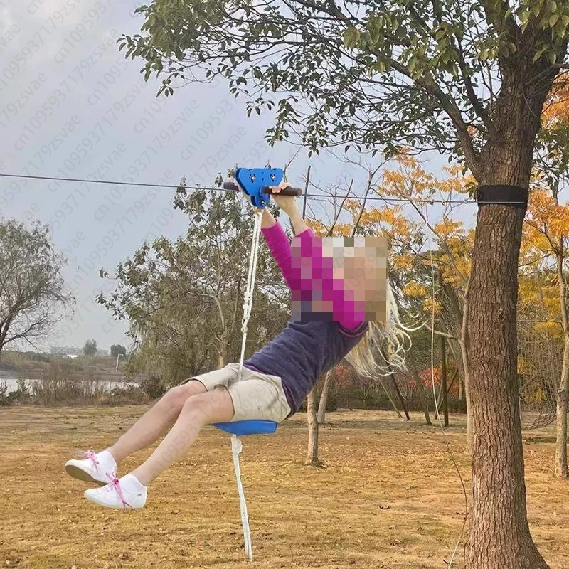 Outdoor small aerial fixed wire rope handle zip line set 20 30 meters ...