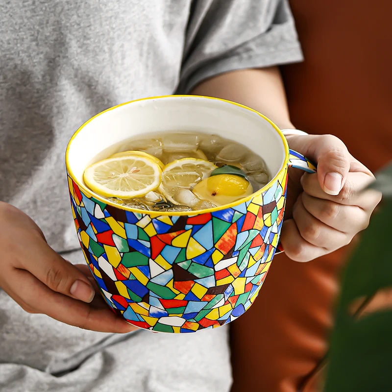 Nordic 1000ml Creative Ceramic Mug Special Slotted Cup Breakfast bowl ...