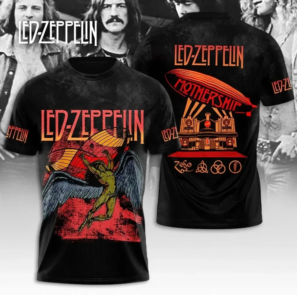 Camiseta LED Zeppelin 3D Printed T-shirt, Retro Street American Short ...