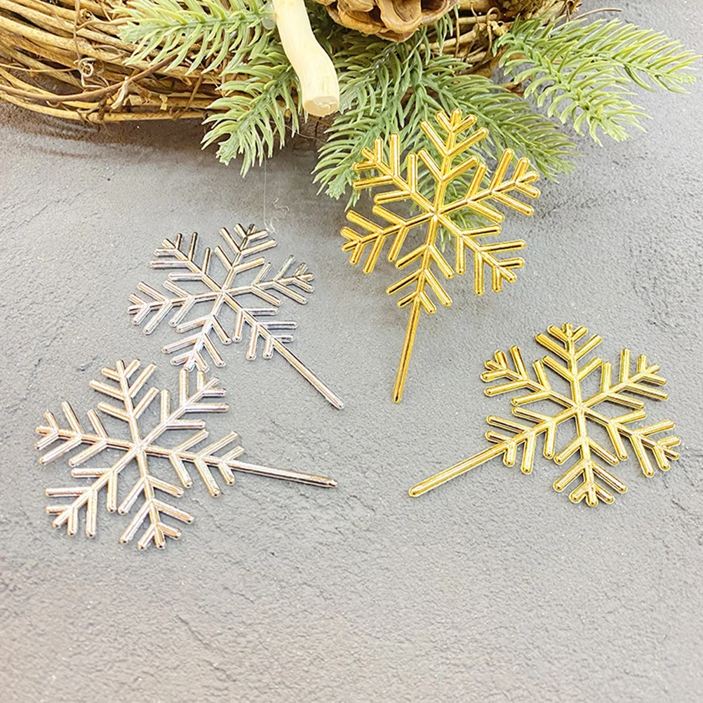 40Pcs Snowflake Cake Picks Christmas Decoration Chic Snowflake Topper ...