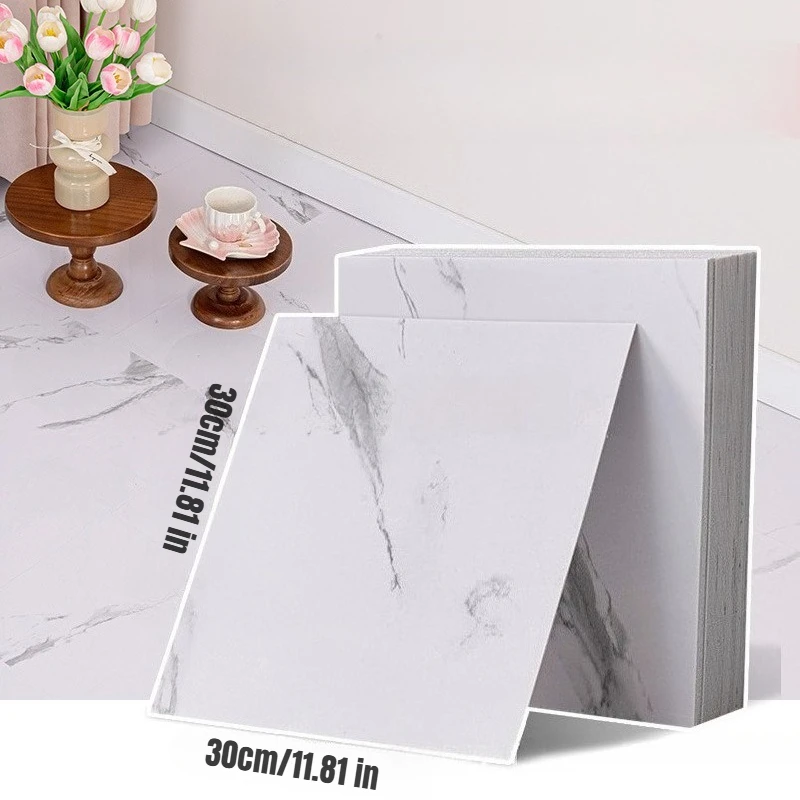 10pc Simulated Thick Marble Tile Floor Sticker Waterproof Self-adhesive ...