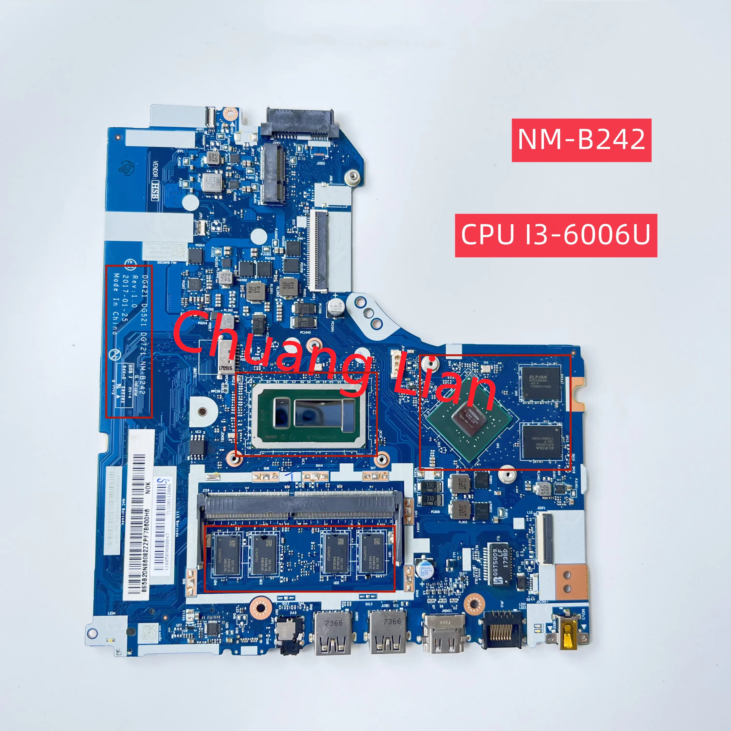 NM-B242 For Lenovo ideapad 320-14ISK Laptop motherboard with CPU I3 I5 I7 6th 7th Gen CPU V2G ...