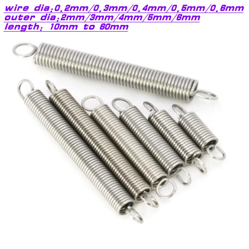 10pcs 304 Stainless Steel Tensile Spring Dual Hook Small Tension Spring