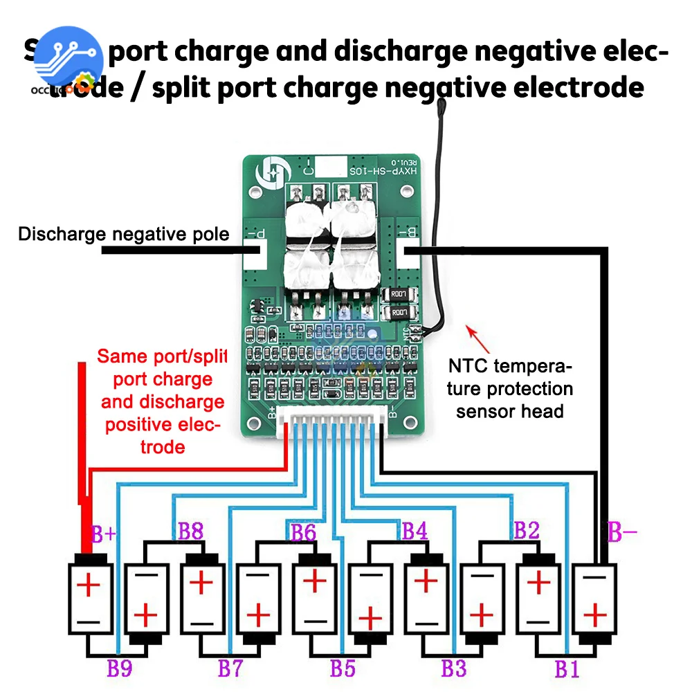 BMS 10S 42V 15A Polymer Cell 18650 Lithium Battery Protection Board ...