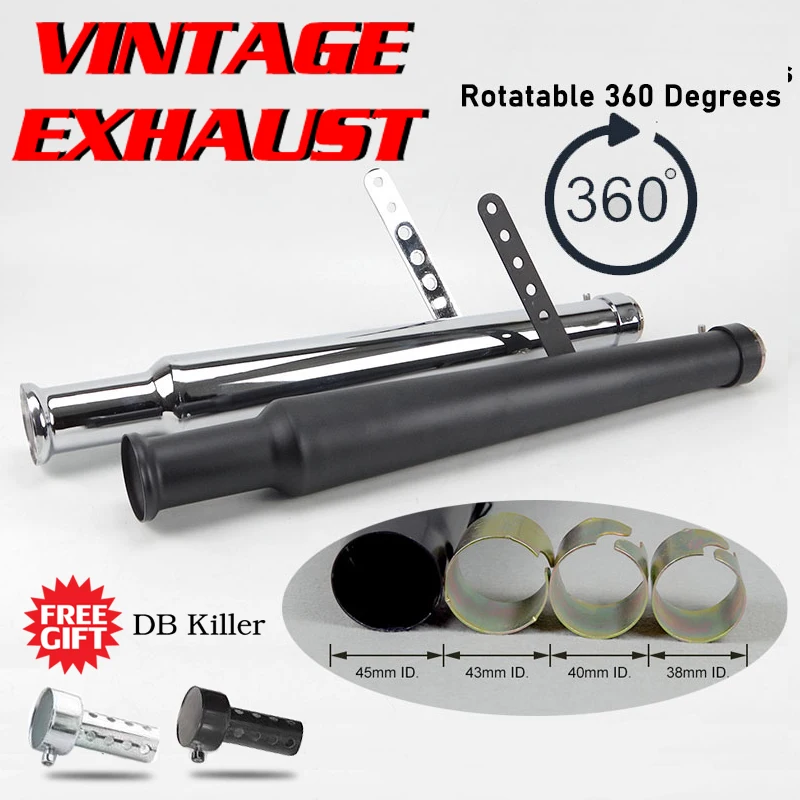 540mm-Chrome-Motorcycle-Mufflers-Silencer-Motorbike-Exhaust-Pipe ...